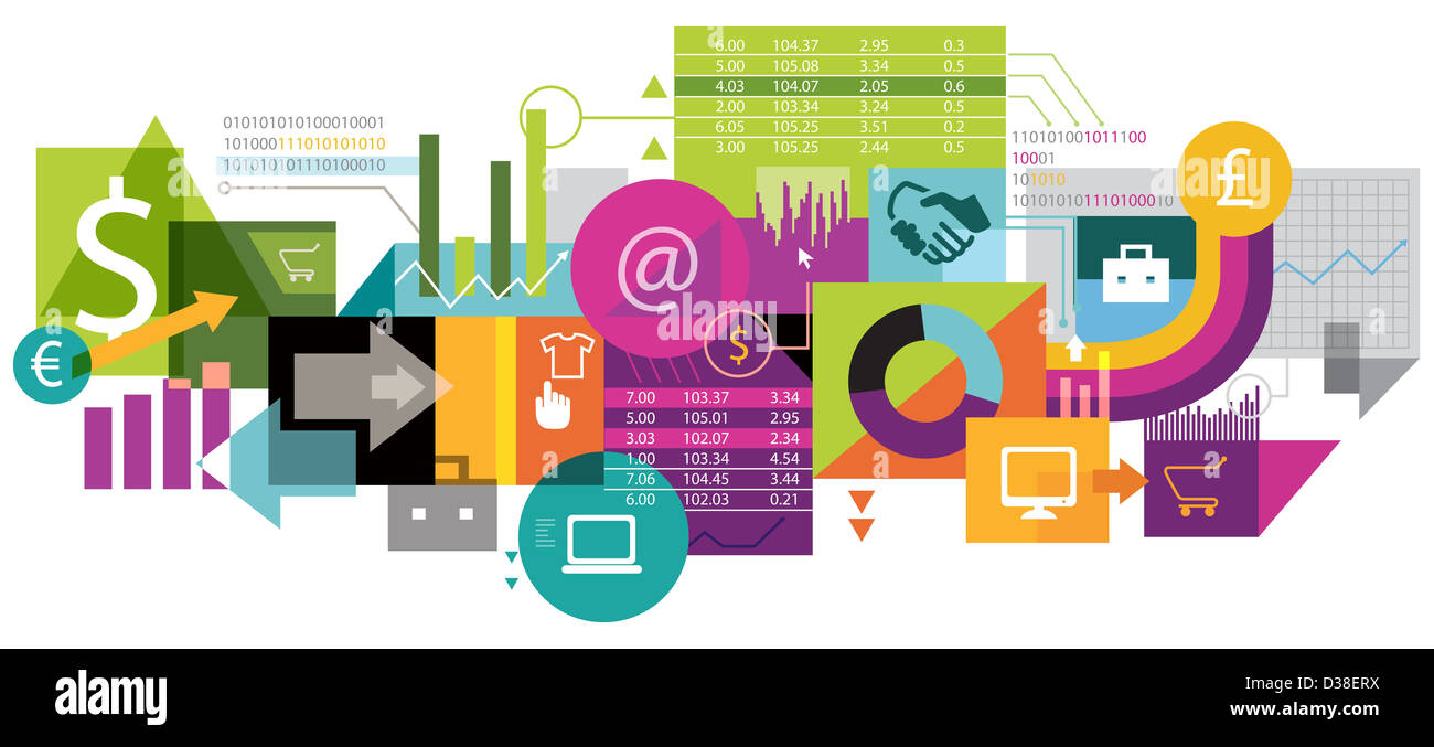 Illustrative image of collage representing E-commerce Stock Photo - Alamy