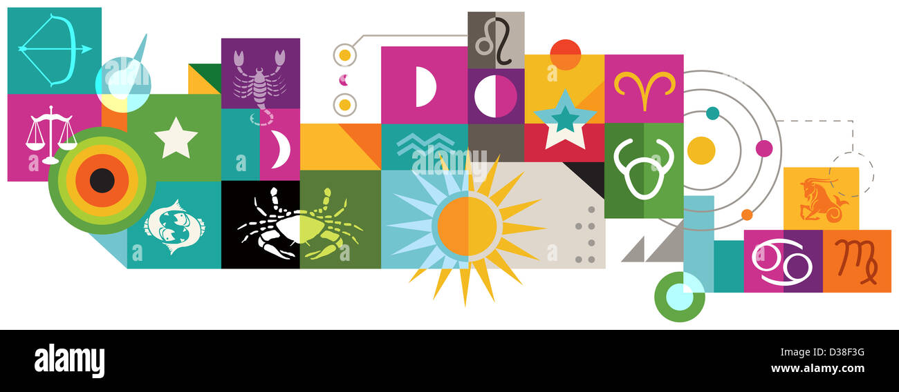 Illustrative image of collage made up of zodiac signs Stock Photo - Alamy