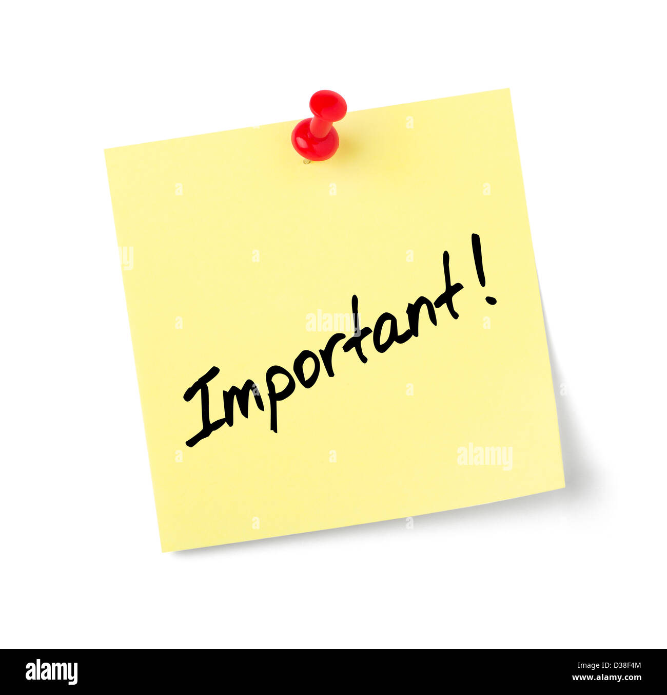 Yellow paper note with text Important Stock Photo - Alamy