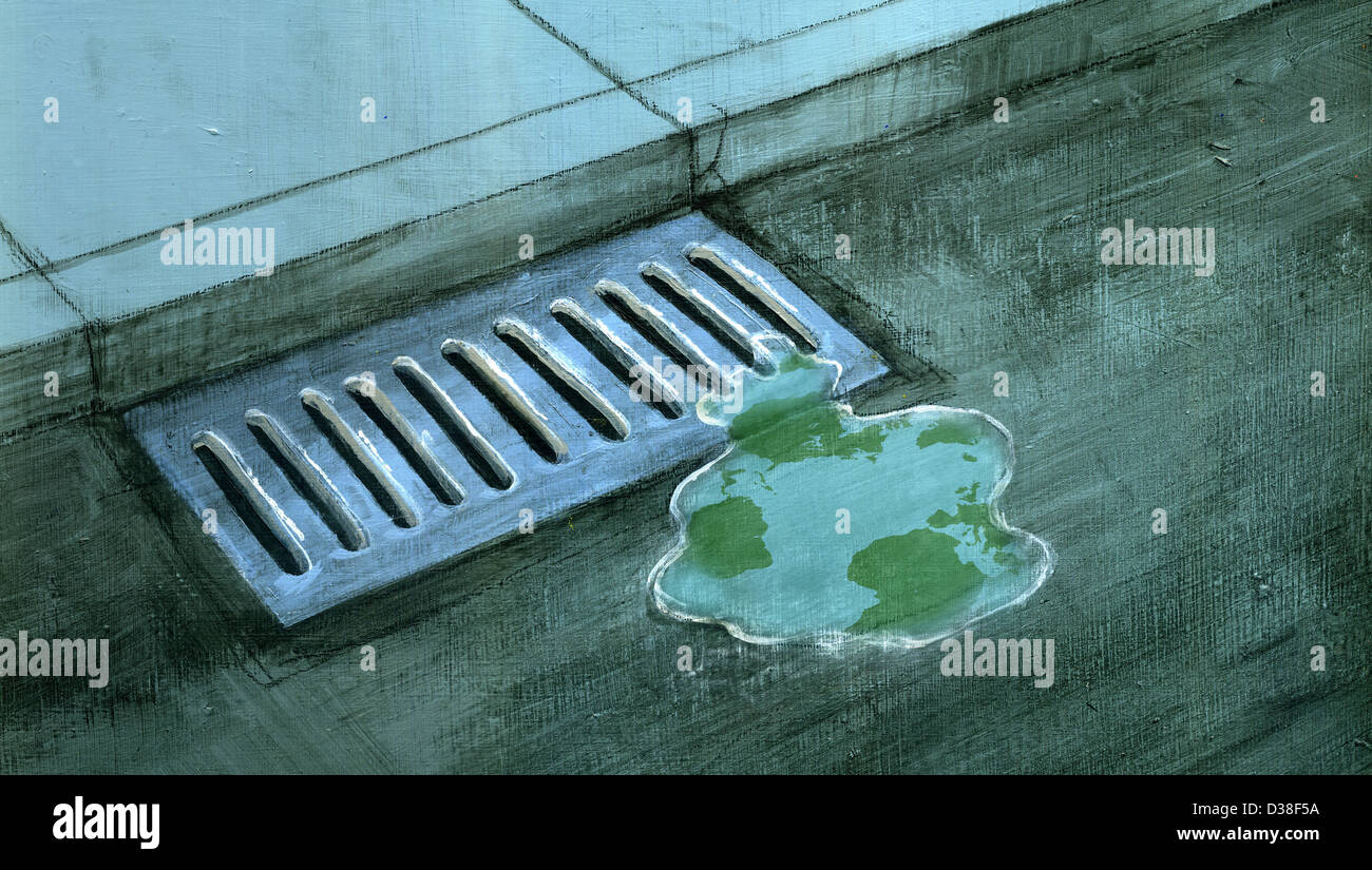 Illustrative image of liquid near drain representing natural resource ...