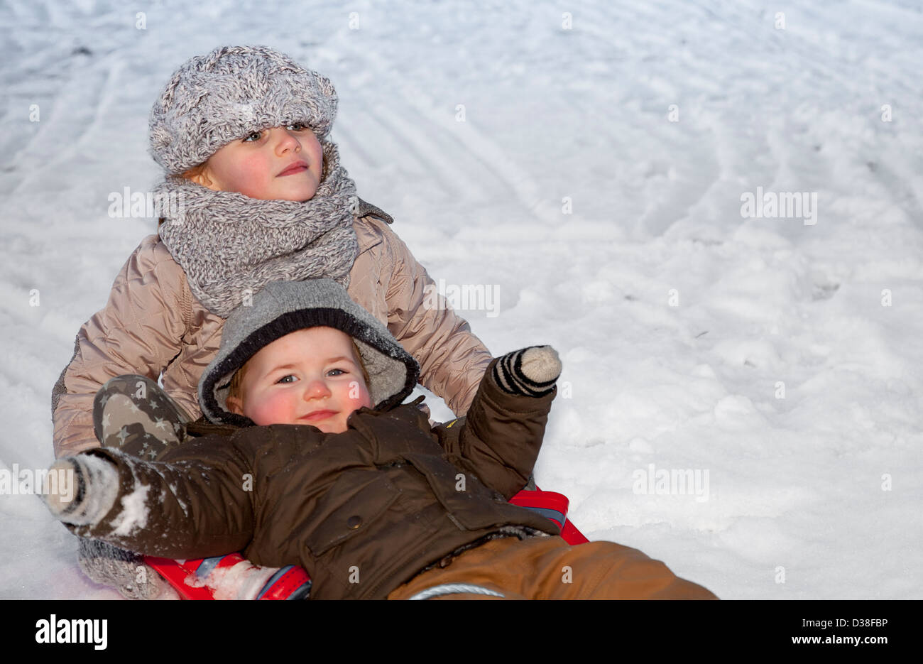 First Time Sledging Stock Photo - Alamy