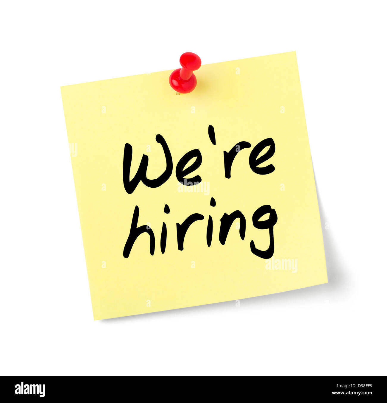 Yellow paper note with text We are hiring Stock Photo - Alamy