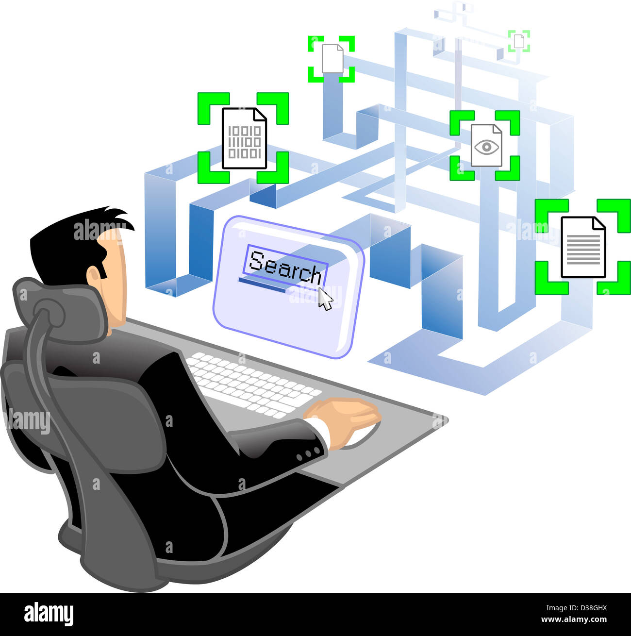 Man using a computer to do online search Stock Photo - Alamy