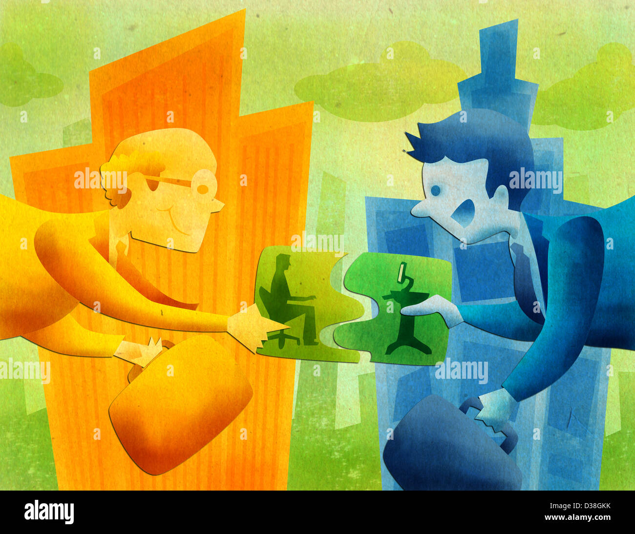 Conceptual image representing the merger of two companies Stock Photo ...