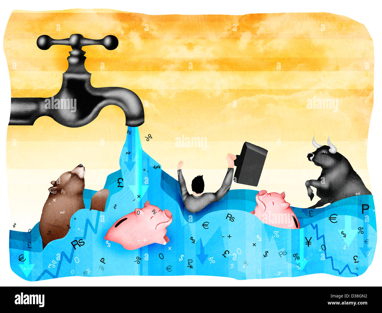 Downfall of stock market Stock Photo - Alamy