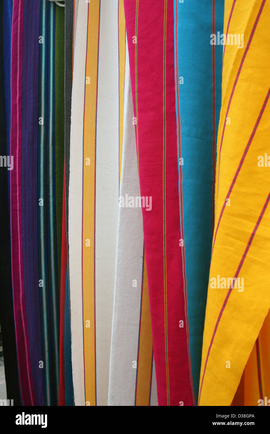 Hanging hammocks at the outdoor craft market in Otavalo, Ecuador Stock ...