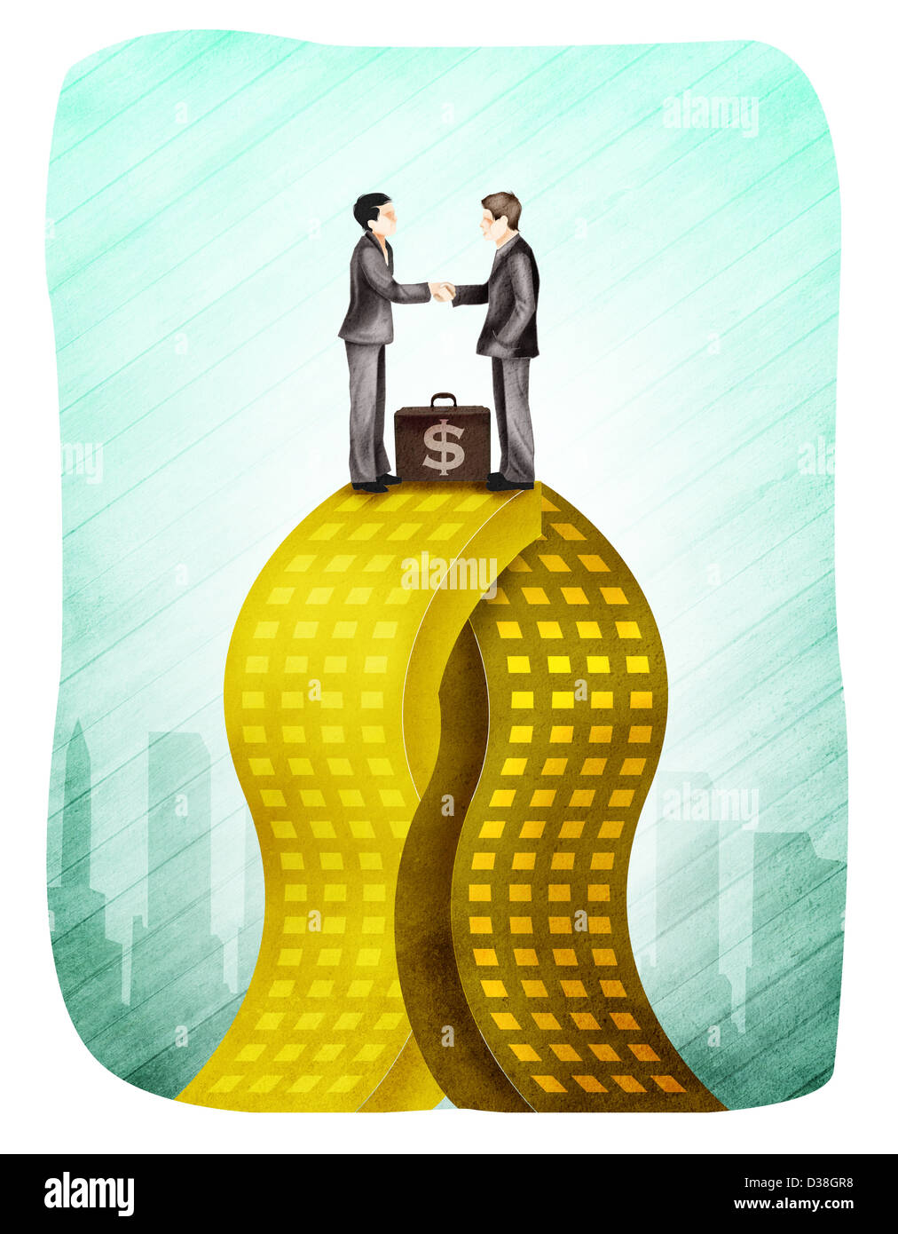 Two businessmen merging company Stock Photo - Alamy