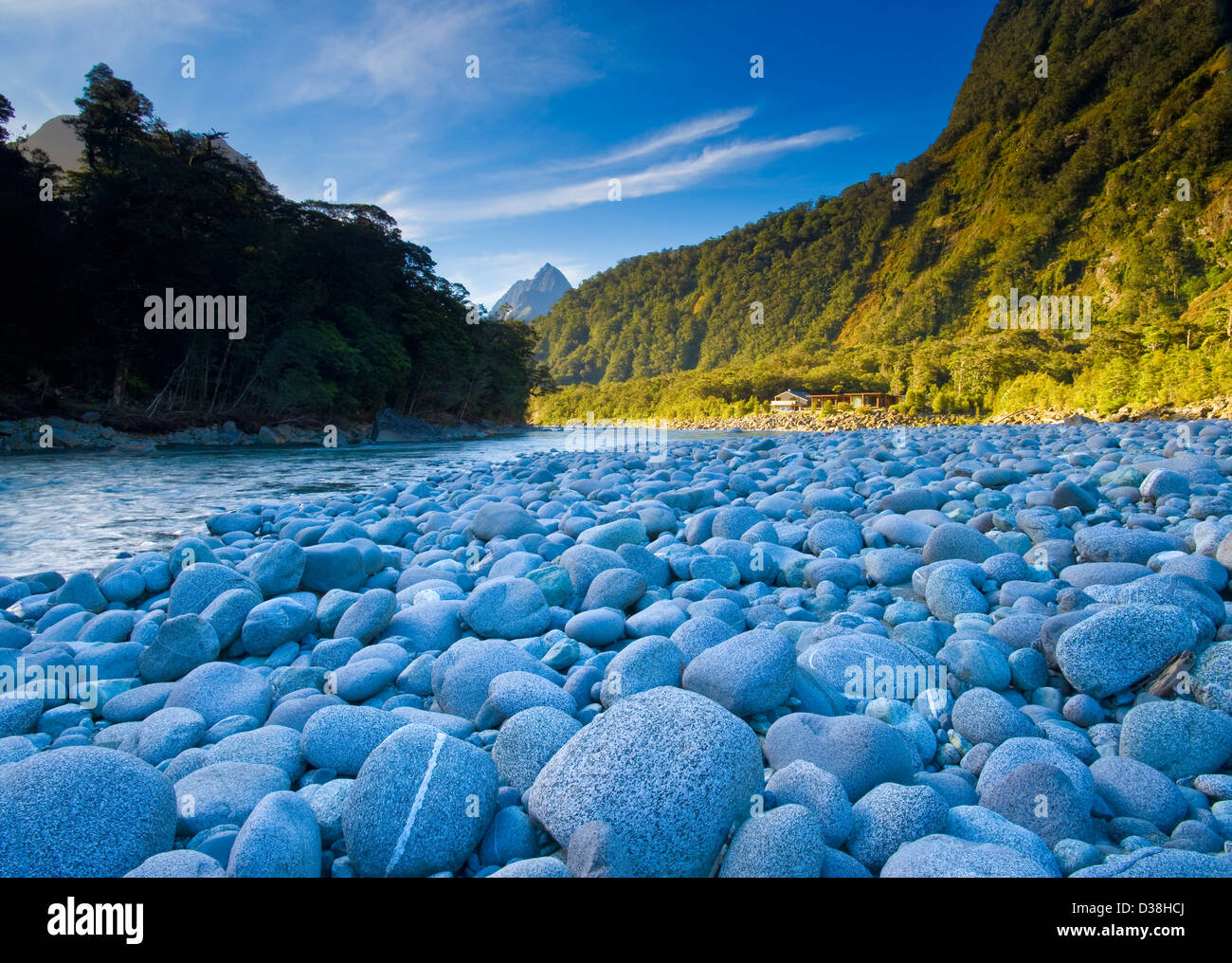 Rocky riverbed in rural landscape Stock Photo - Alamy