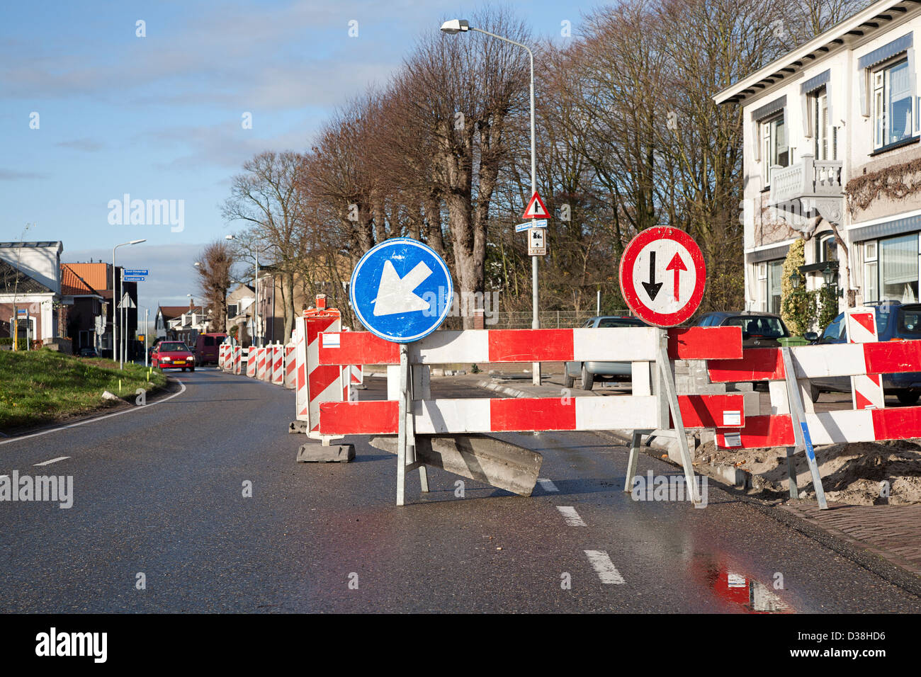 Narrowing of a road Stock Photo - Alamy