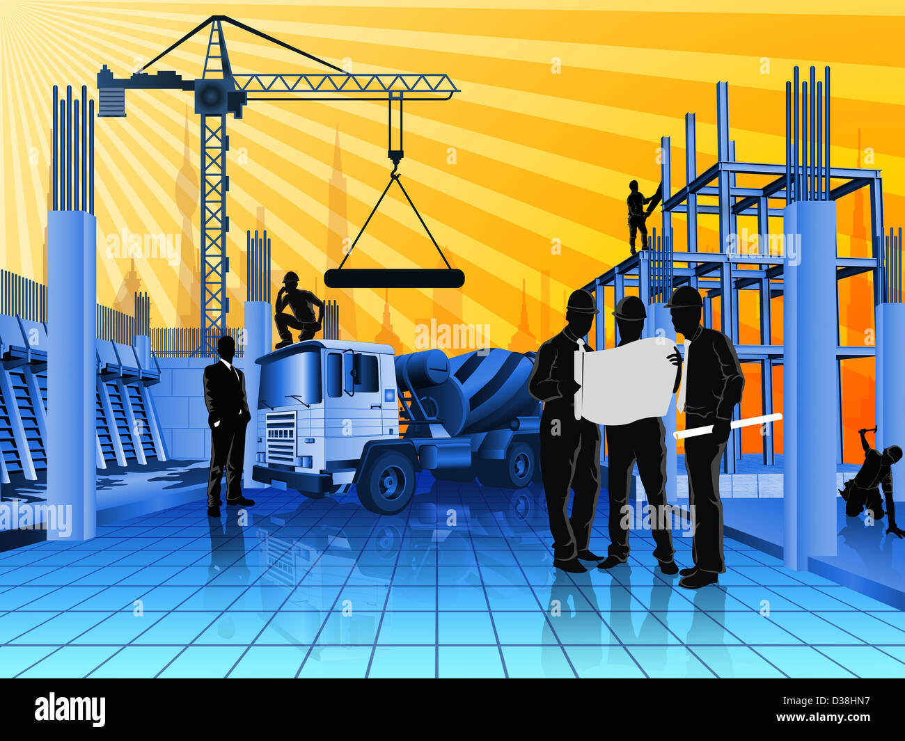 Architects discussing the blueprint at construction site Stock Photo ...