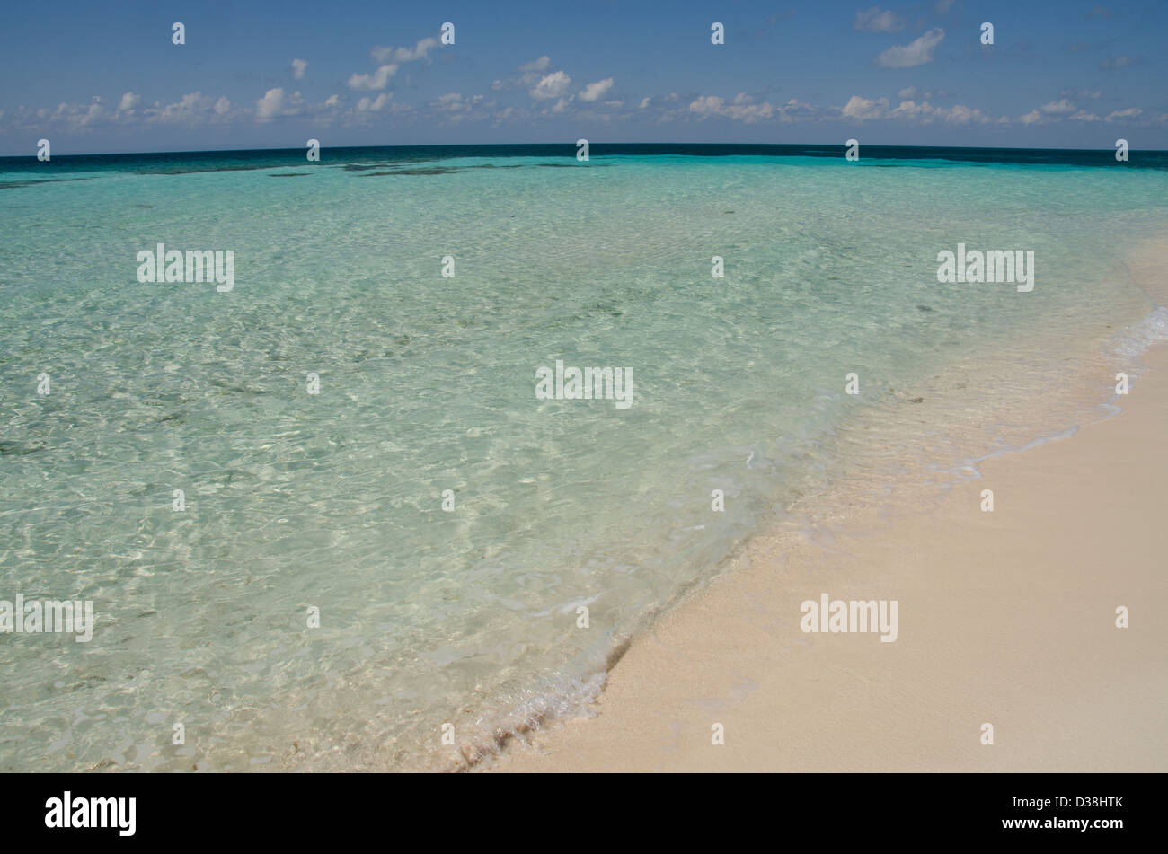 Belize, Caribbean Sea. Goff Caye, a small island off the shore of ...