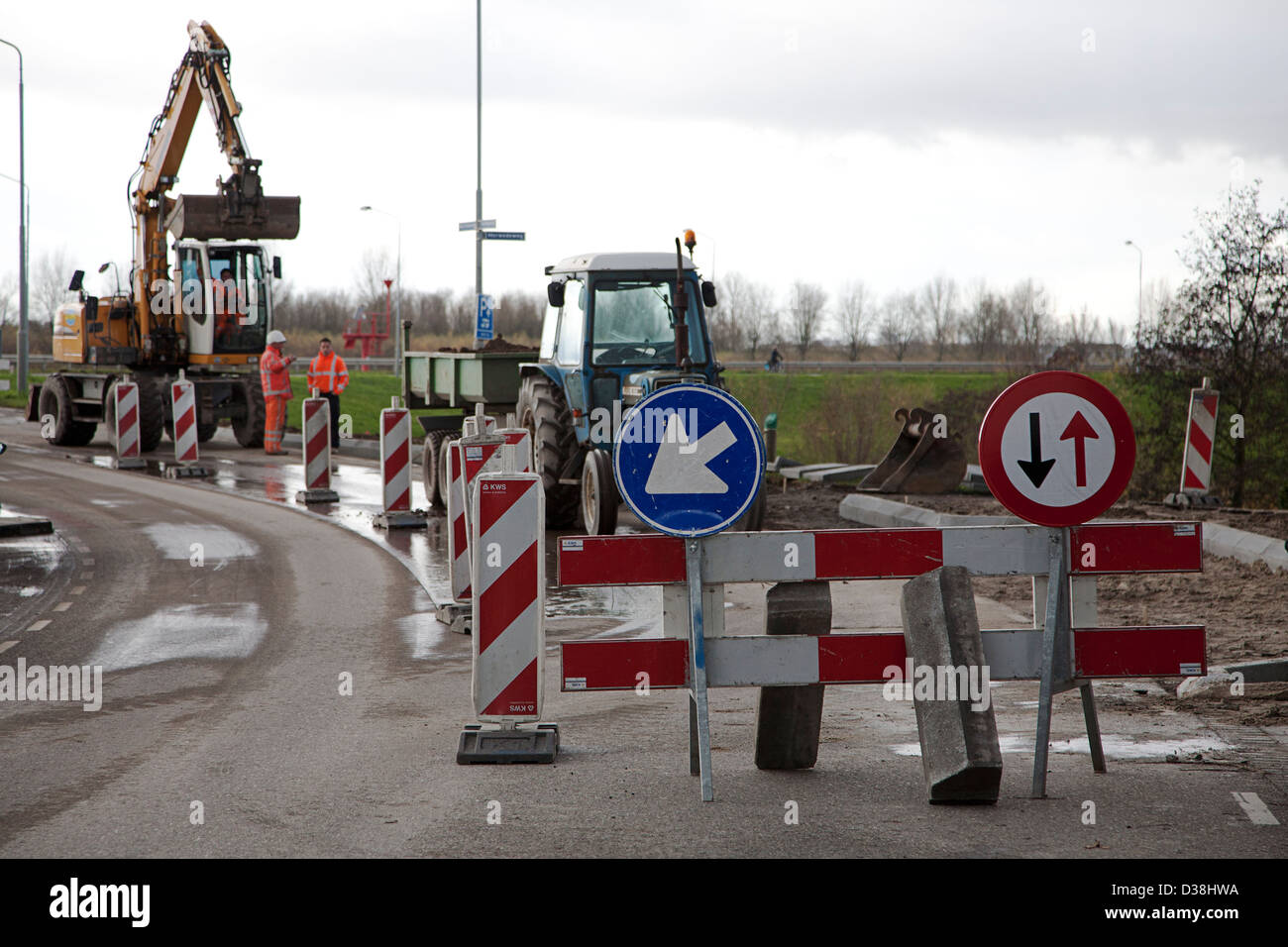 Narrowing of a road Stock Photo - Alamy