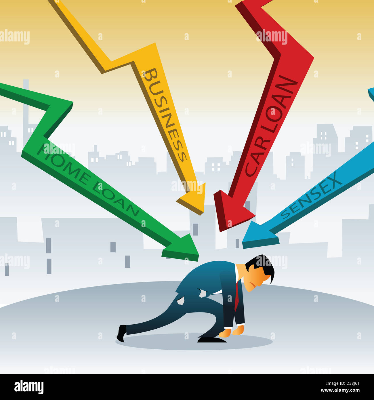 Illustrative representation showing downfall in market Stock Photo - Alamy
