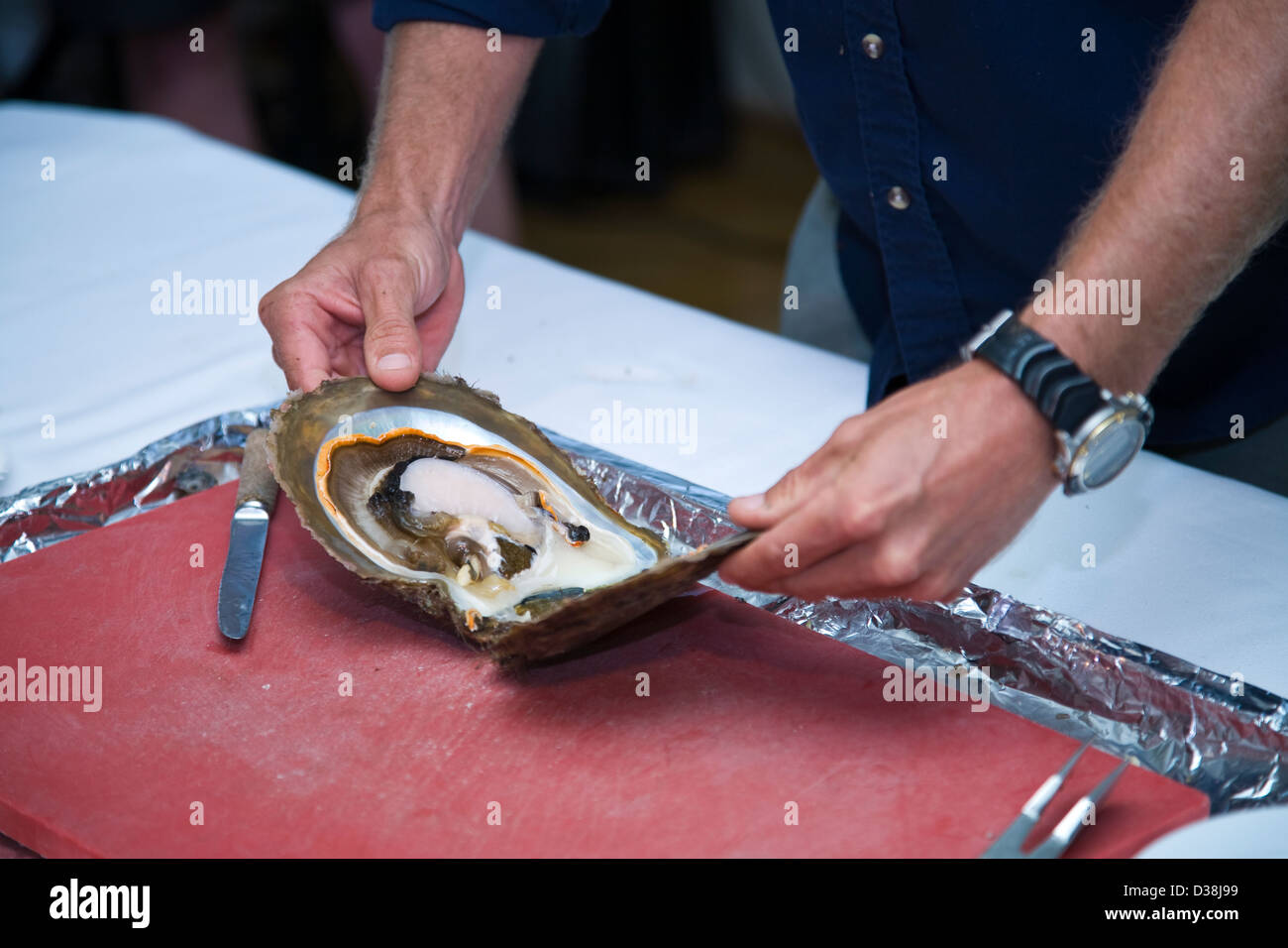 The Paspaley Pearl team from Vansittart Bay provides a demonstration of ...