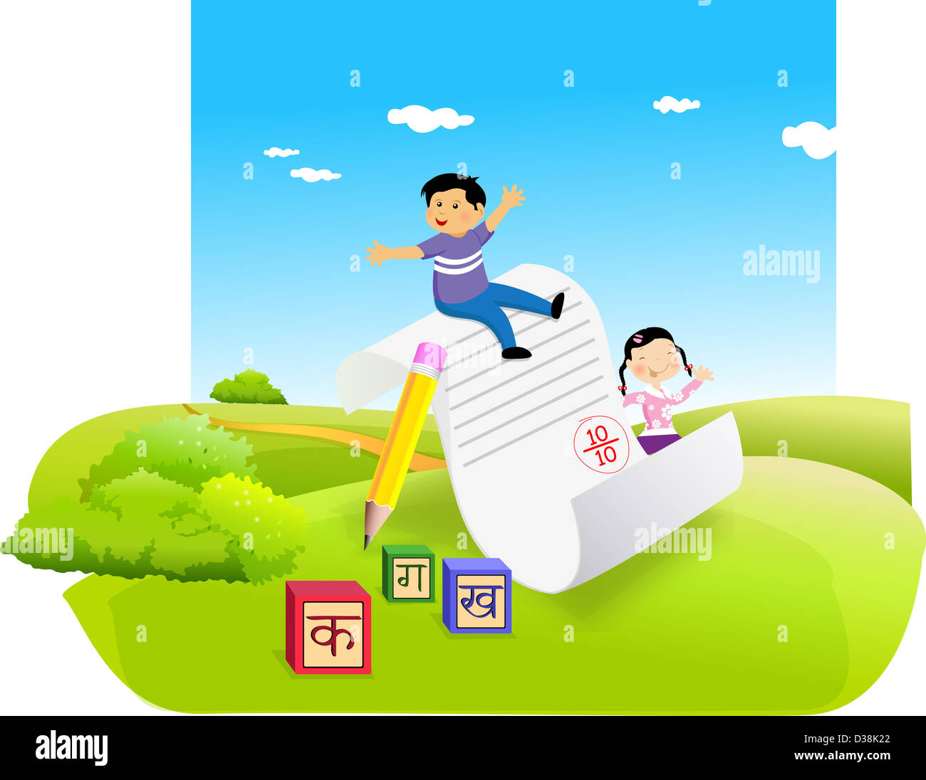 Schoolchildren with their grade card Stock Photo - Alamy