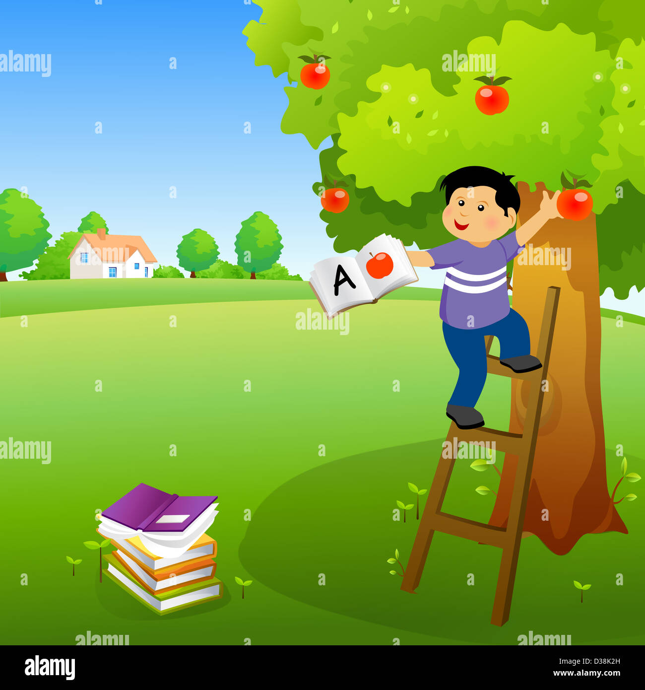 Boy Climbing Apple Tree Stock Photos & Boy Climbing Apple Tree Stock ...