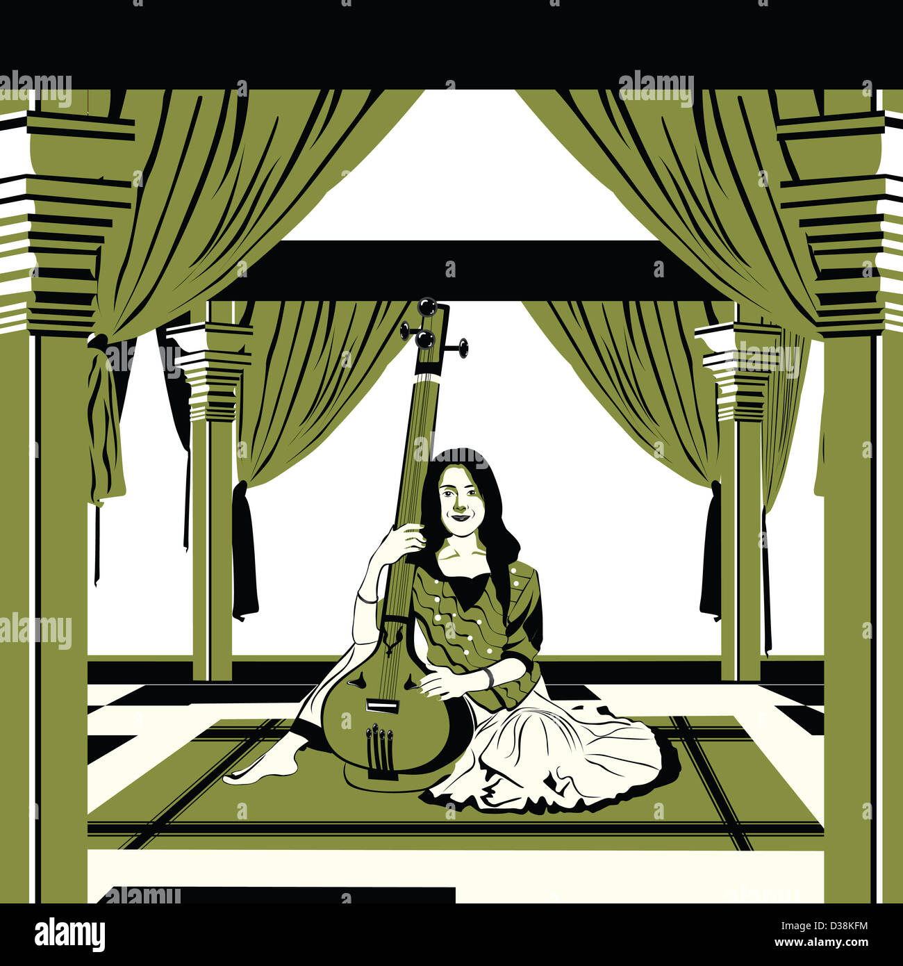 Sitar woman hi-res stock photography and images - Alamy