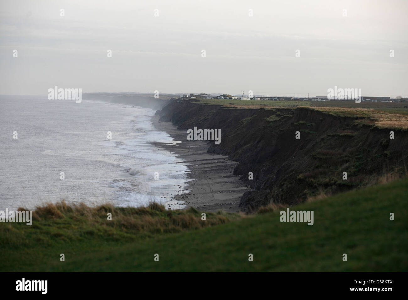 Cliffs and village at Mappleton near Hornsea , East Riding of Yorkshire ...