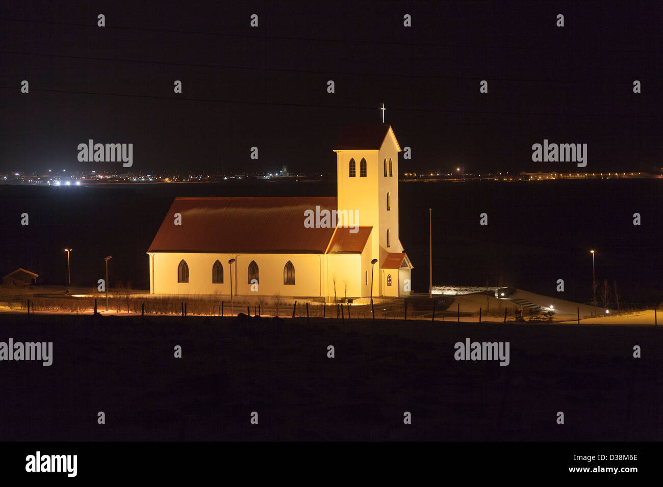 Church near Reykjavik, Iceland at night Stock Photo - Alamy
