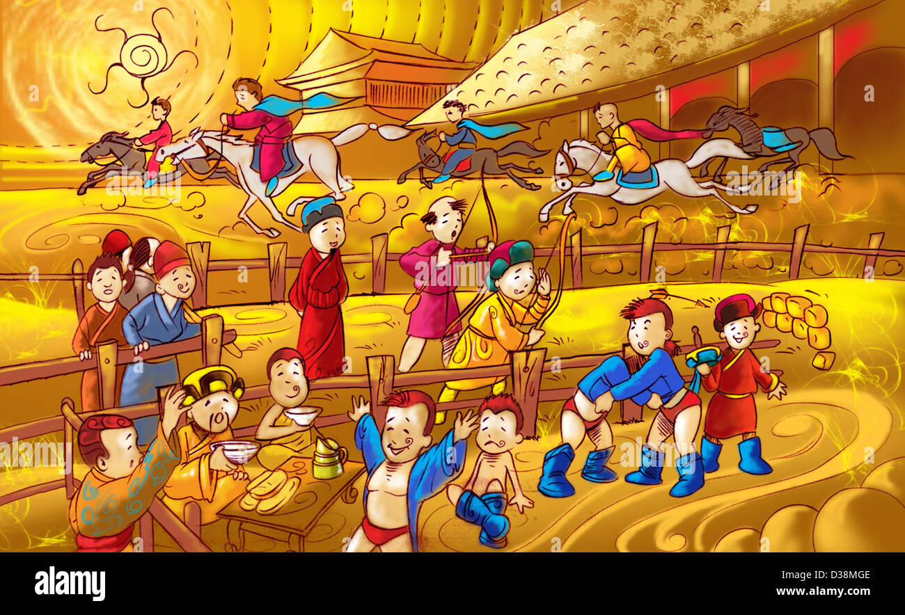 Naadam festival celebration in Independent Mongolia Stock Photo - Alamy