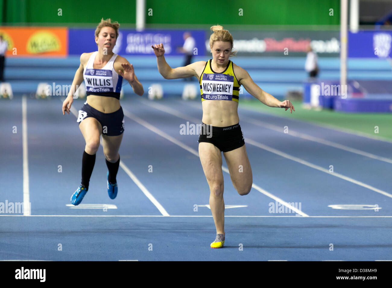 Ailis MCSWEENEY & Cadie WILLIS, 60m Women's Heat 4, 2013 British ...