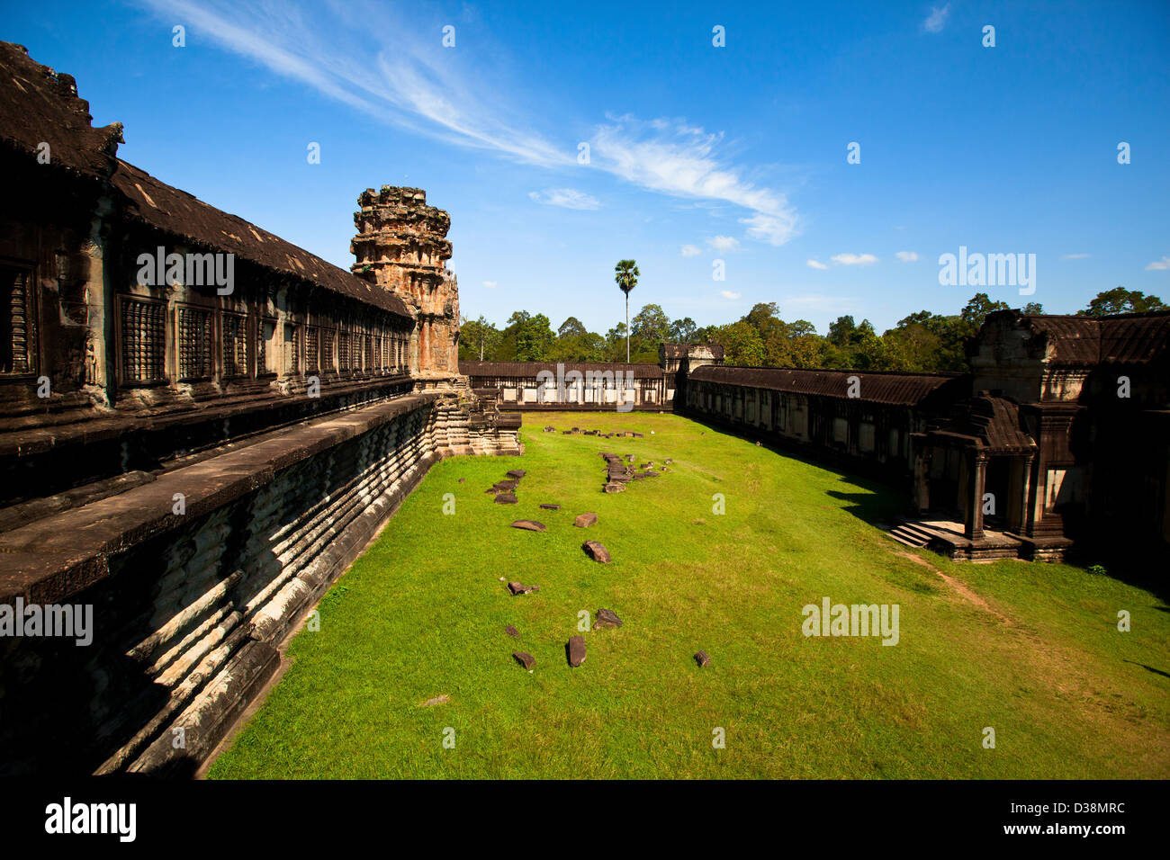 View of Angkor Thom temple complex in Angkor Wat, Cambodia Stock Photo ...