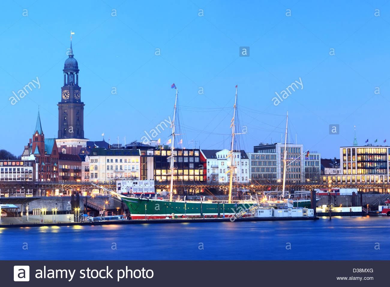 City Lit Up Dusk Waterfront Architecture High Resolution Stock ...