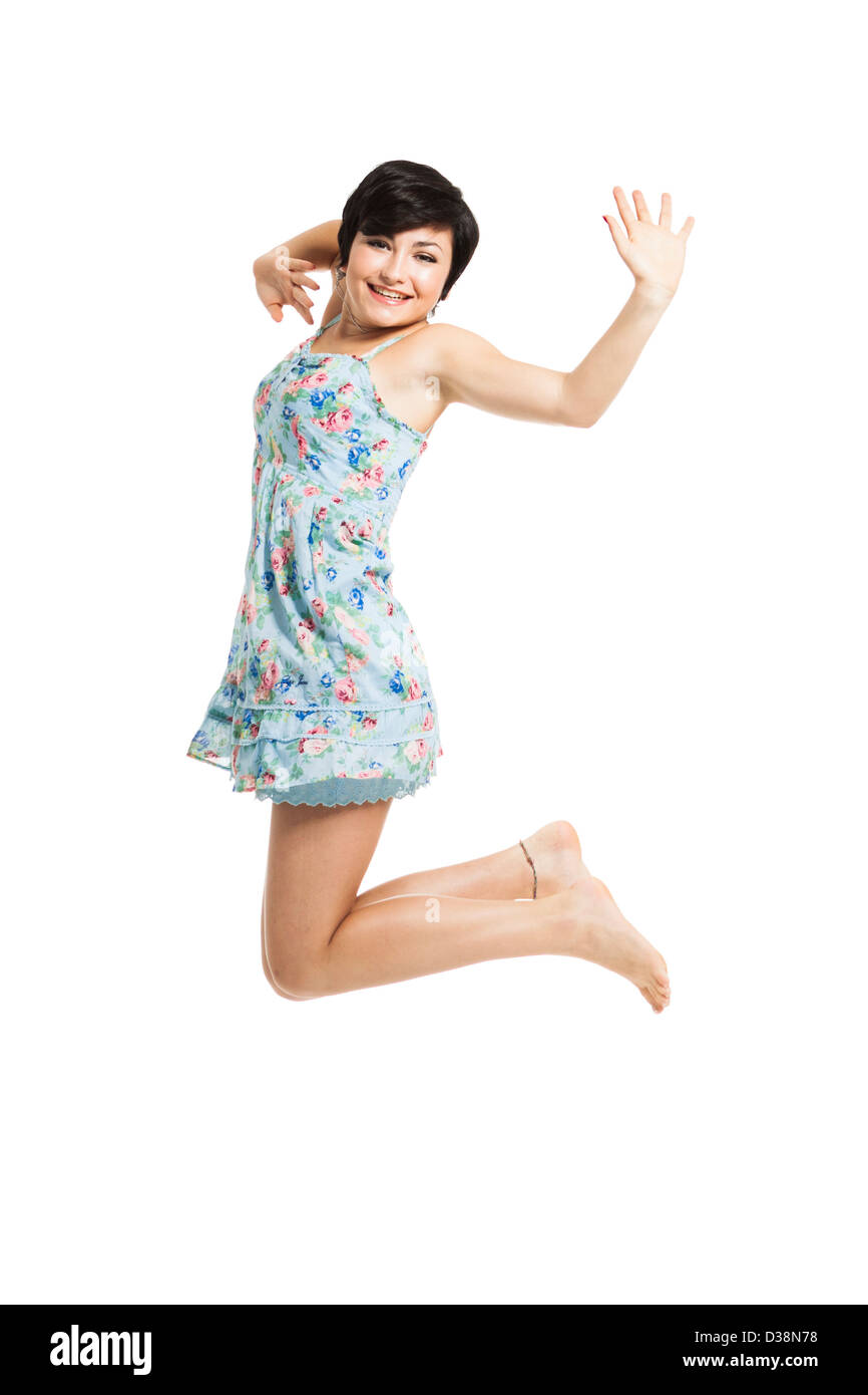 Women dancing jumping white dress hi-res stock photography and images ...