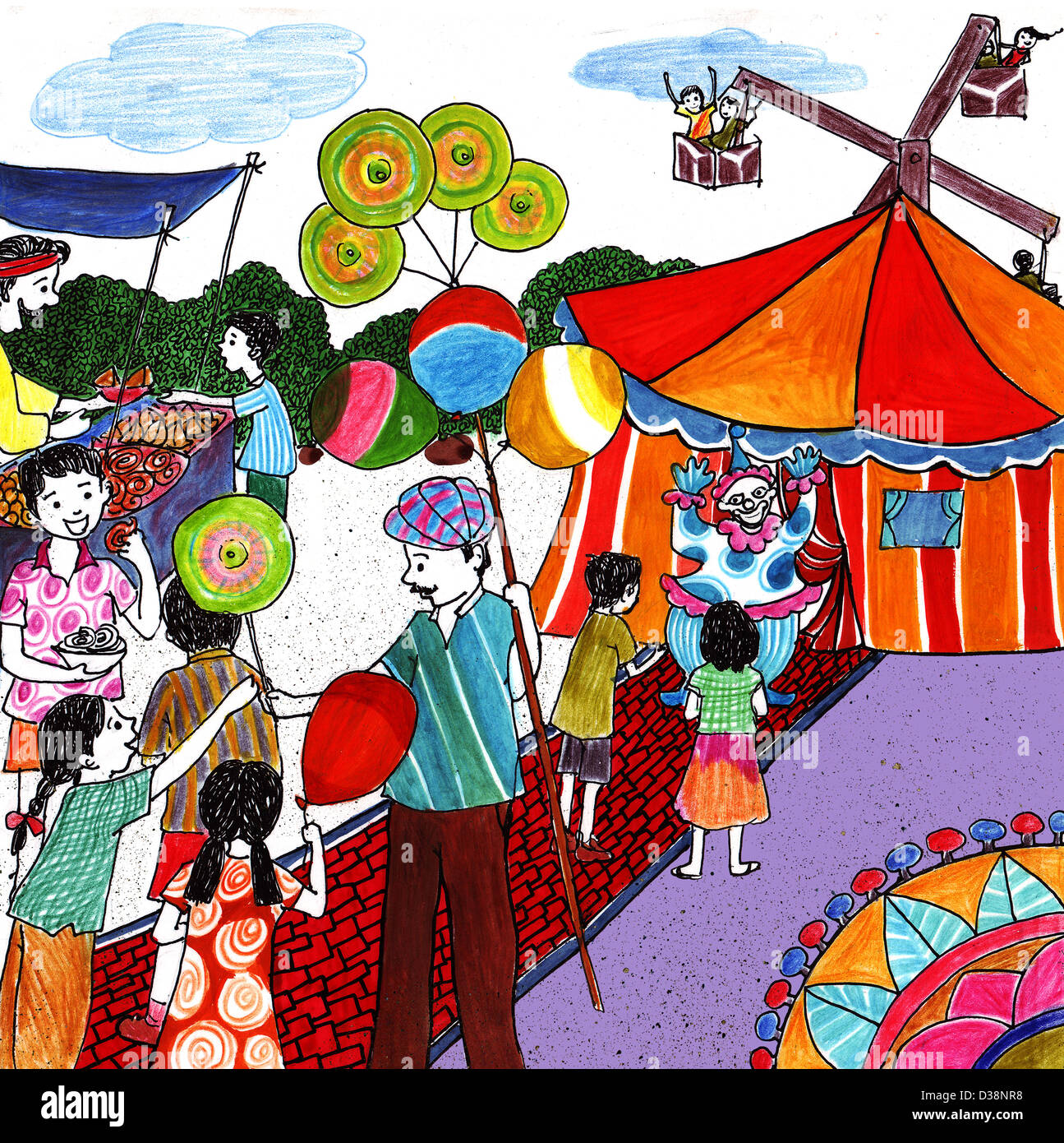 Kids enjoying in a fair Stock Photo - Alamy