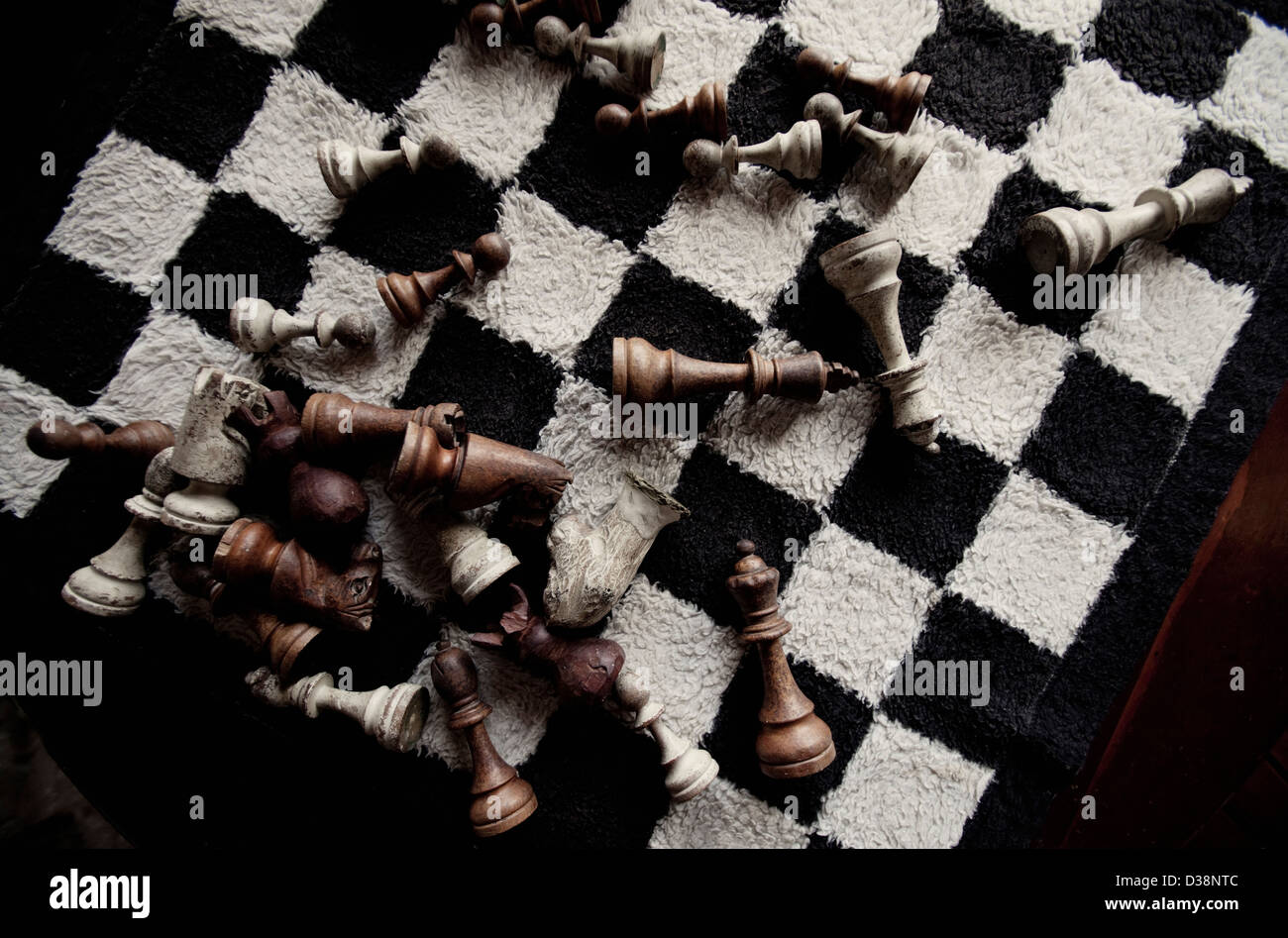 Game pieces on furry chess board Stock Photo - Alamy