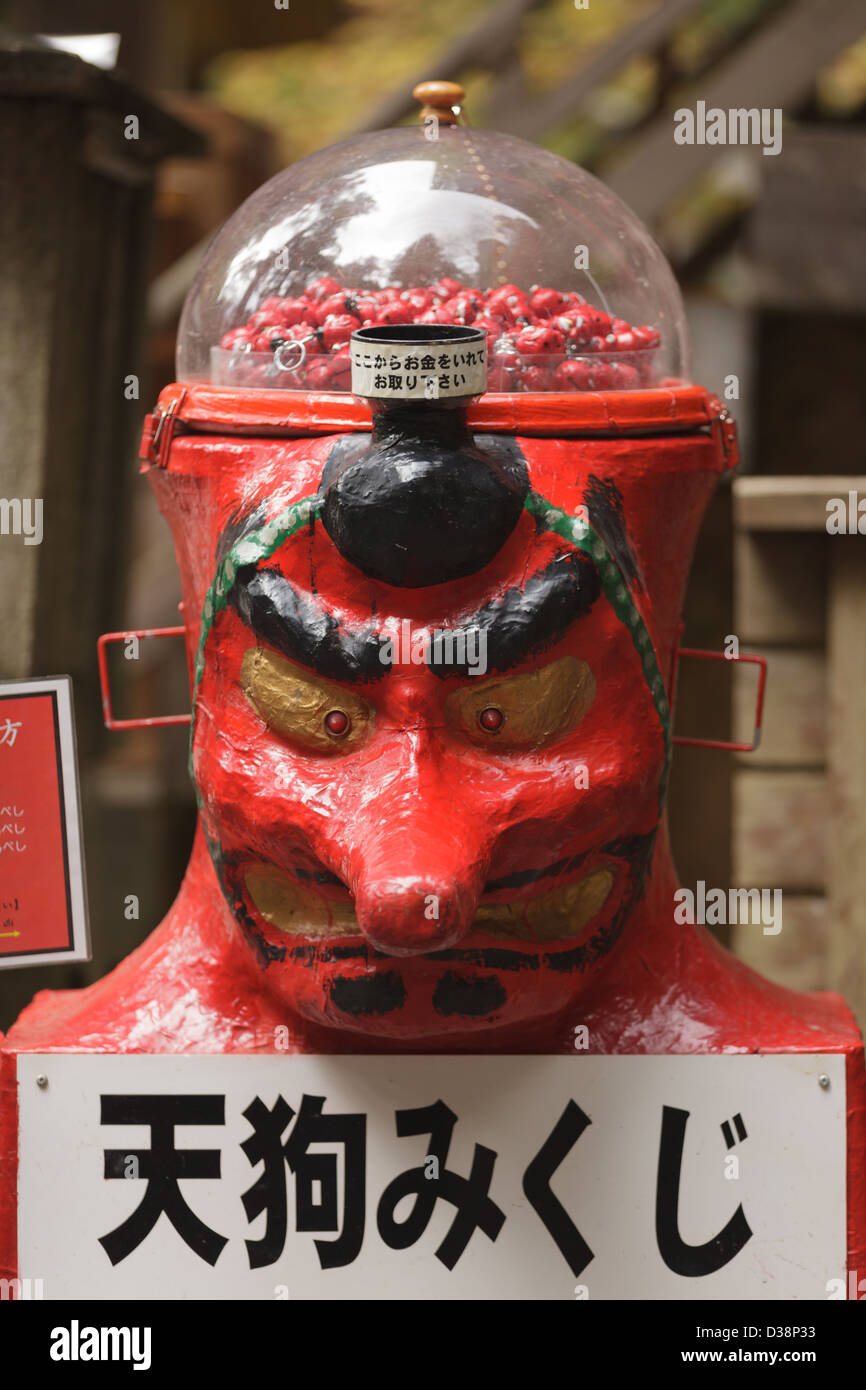 Gum vending machine in shape of Tengu demon statue, japanese demon of ...