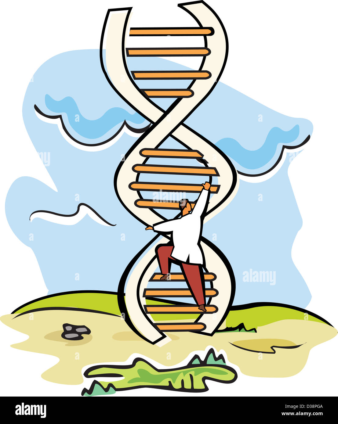 Scientist moving up on a DNA ladder Stock Photo - Alamy
