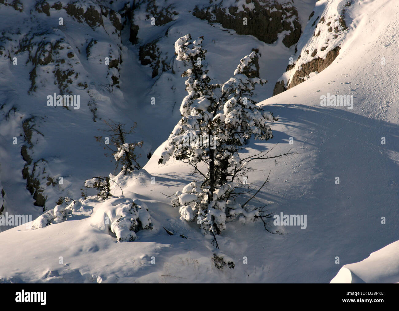 Snow covers the striking landscape of Badlands National Park in South ...