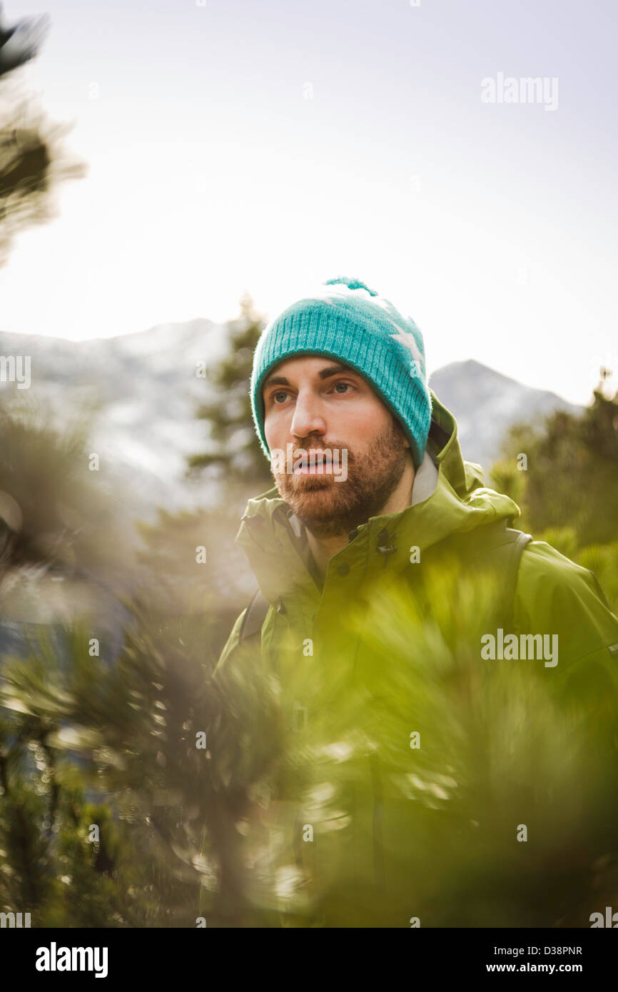 Man hiking in rural landscape Stock Photo - Alamy