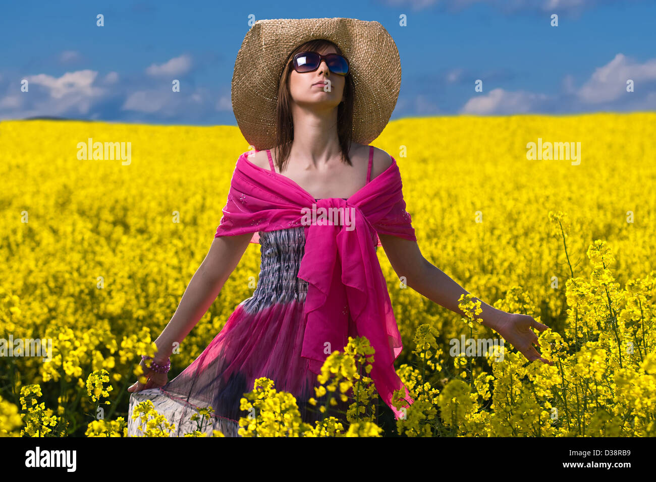 Beautiful woman relaxing in the beautiful scenery Stock Photo - Alamy