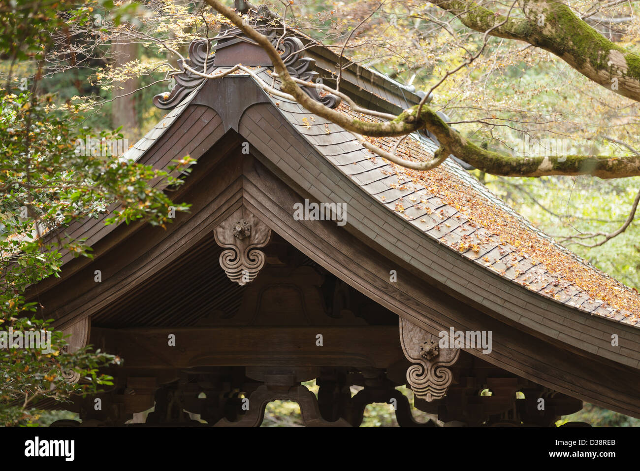 Detail of Japanese buddhist temple wooden structure Stock Photo - Alamy