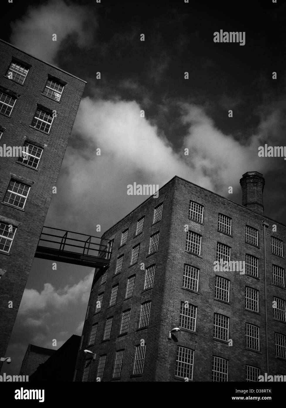 Walkway connecting two converted mill buildings in Ancoats Manchester ...