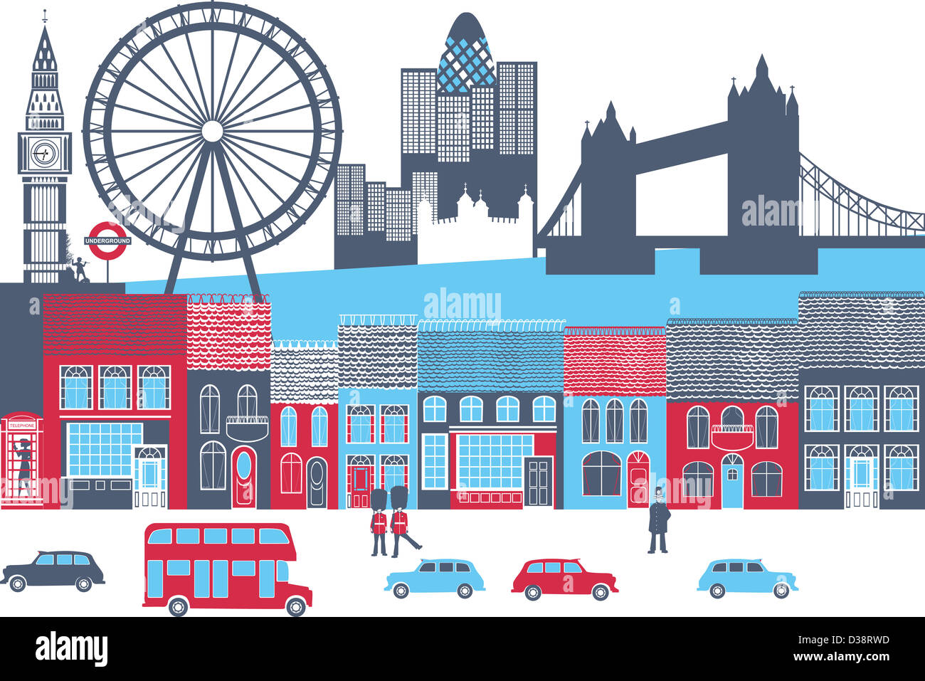 London landmarks illustration hi-res stock photography and images - Alamy