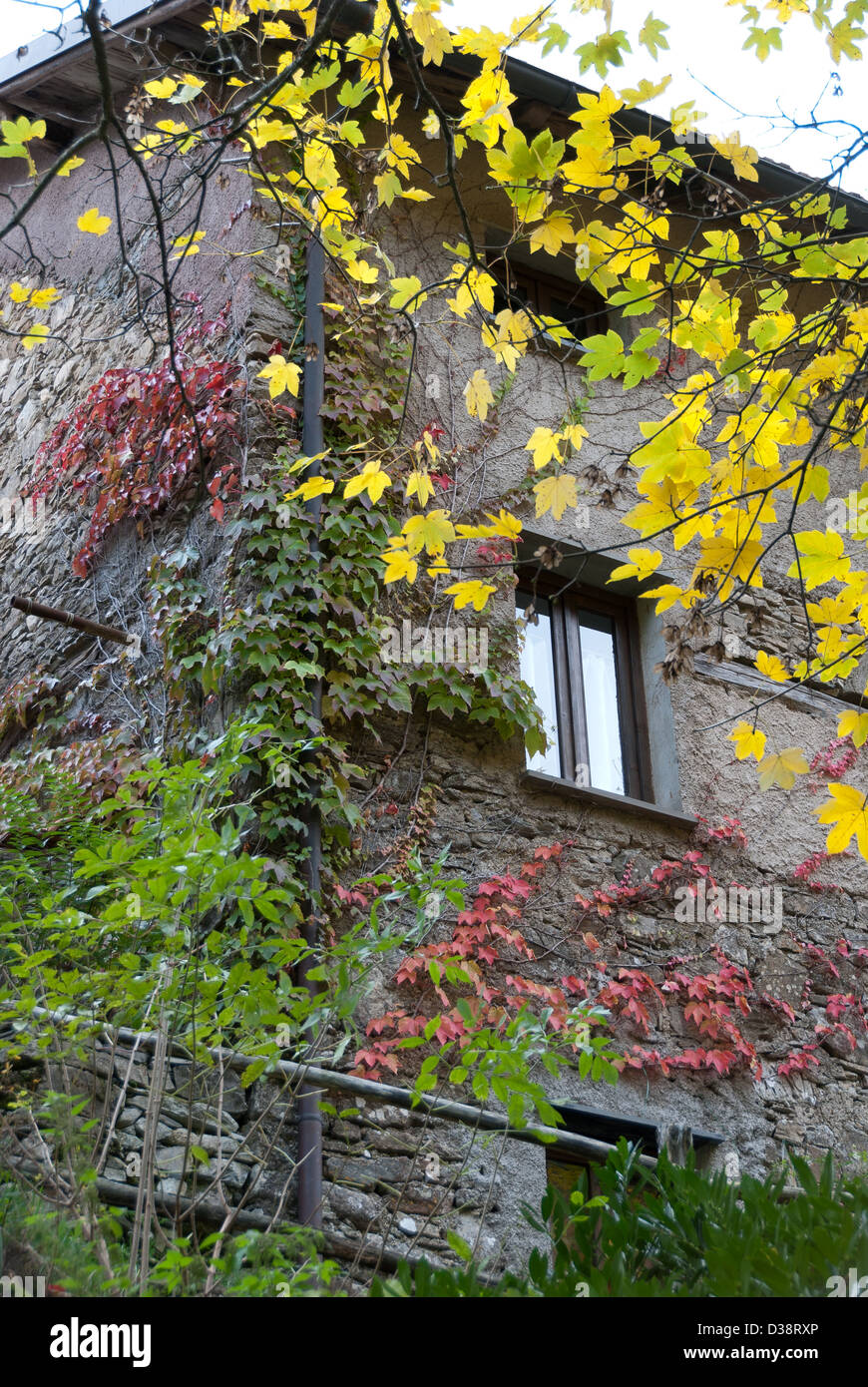 stone house with trees during autumn Stock Photo - Alamy