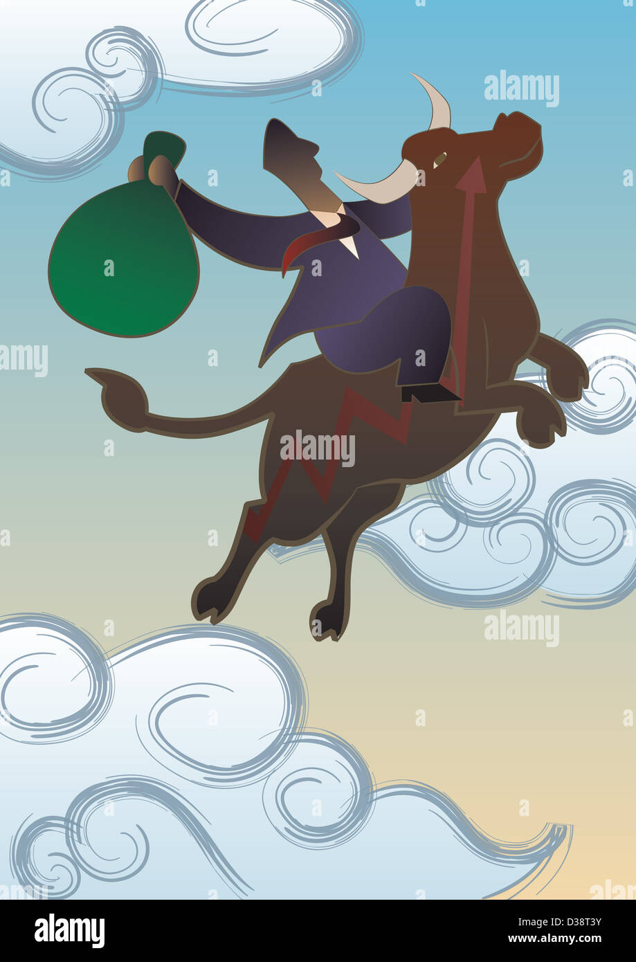 Businessman riding a bull Stock Photo - Alamy