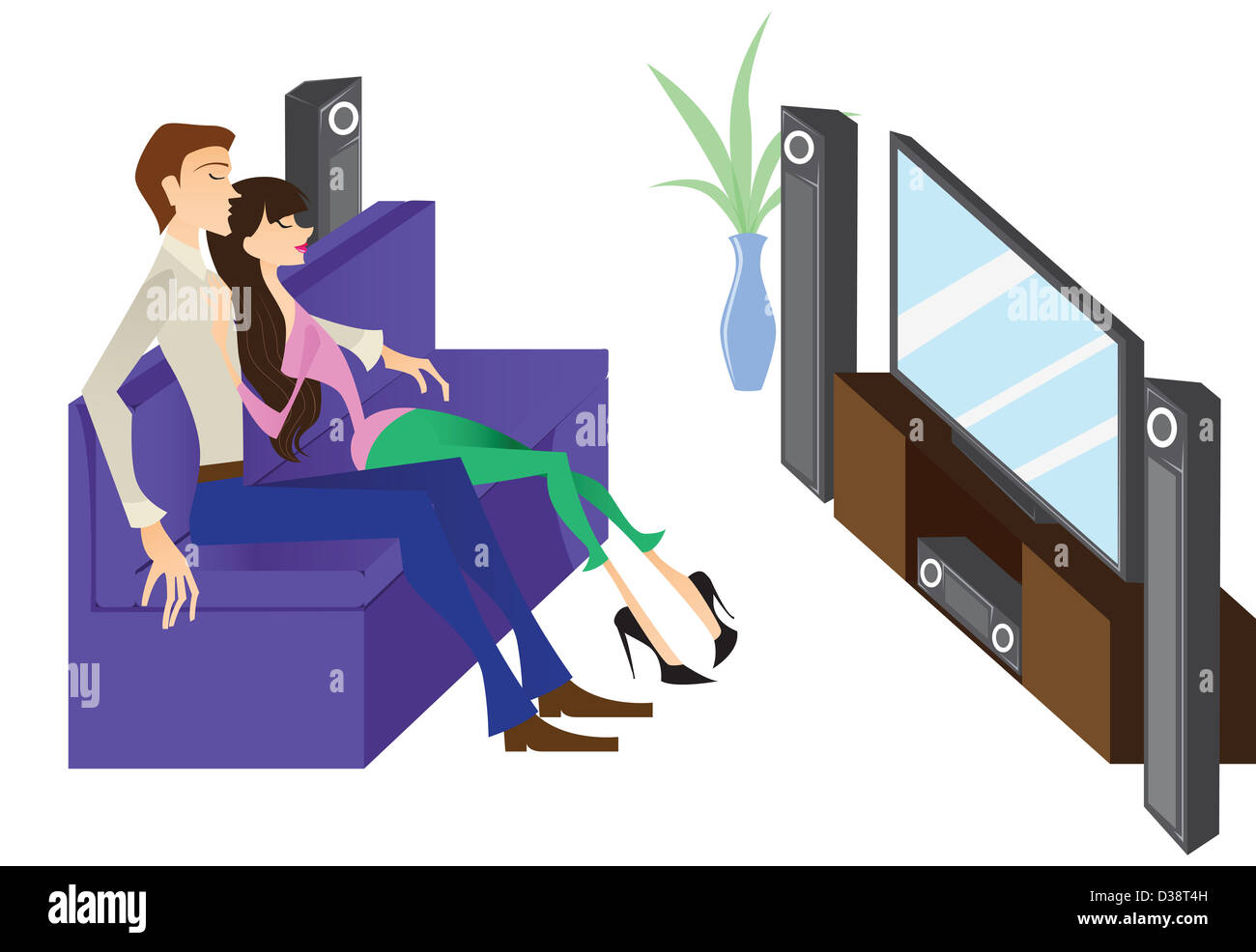 Couple watching television Stock Photo - Alamy