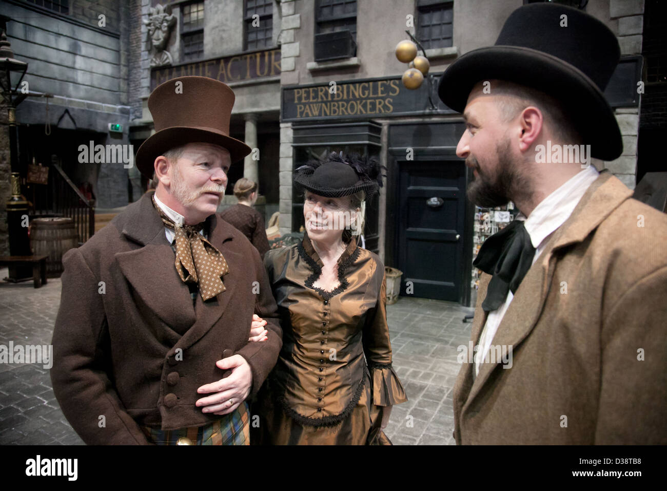 Actors portraying Victorian Dickensian characters at Dickens World in ...