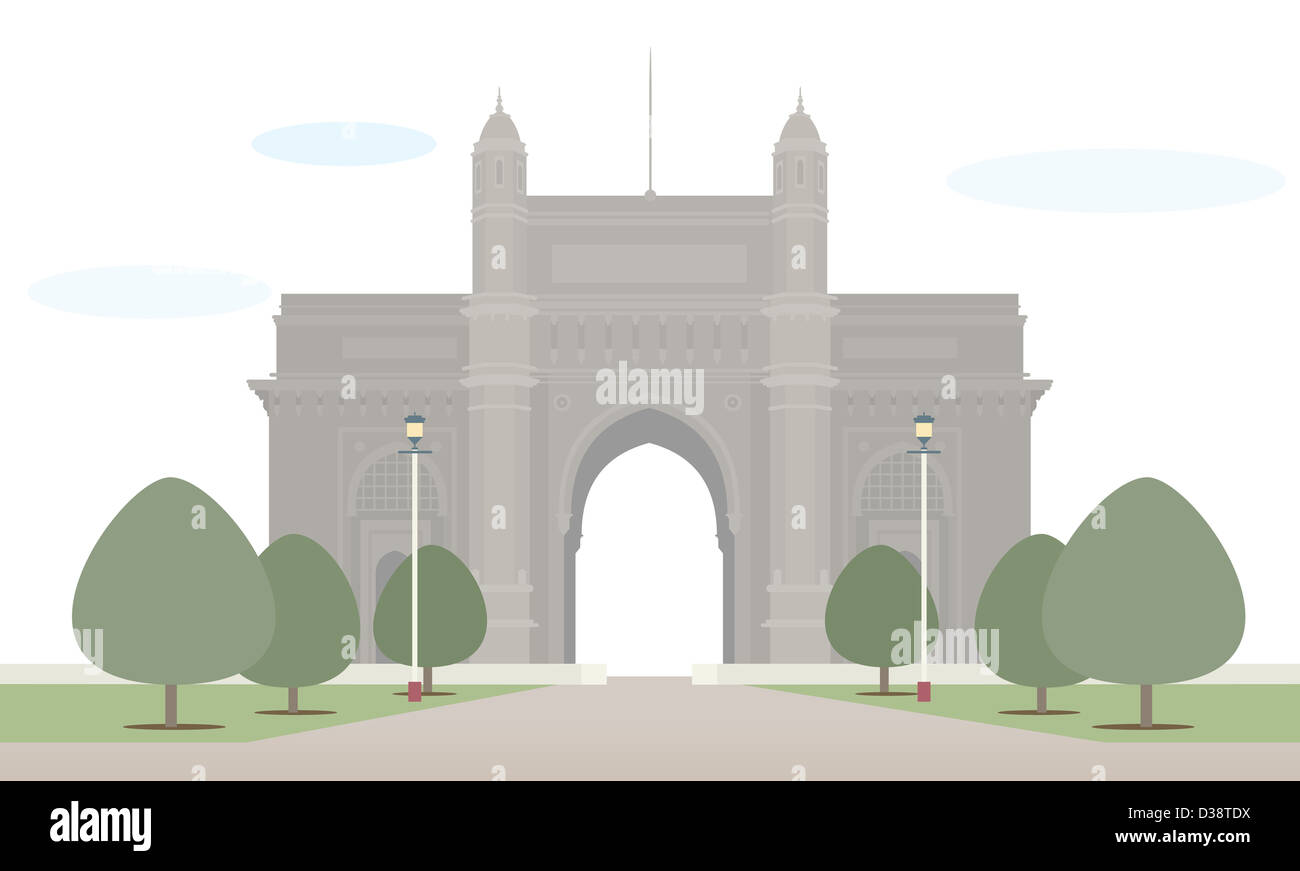 Trees in front of a monument, Gateway Of India, Mumbai, Maharashtra ...