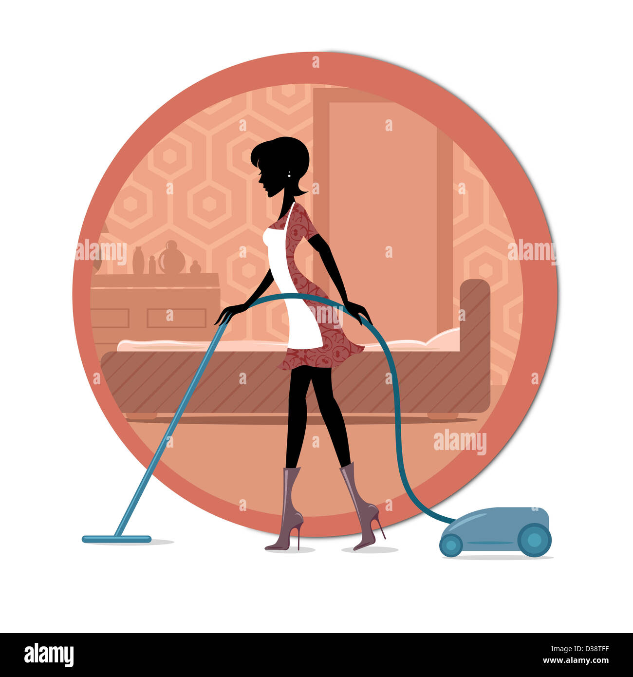 Woman cleaning house illustration hi-res stock photography and images ...