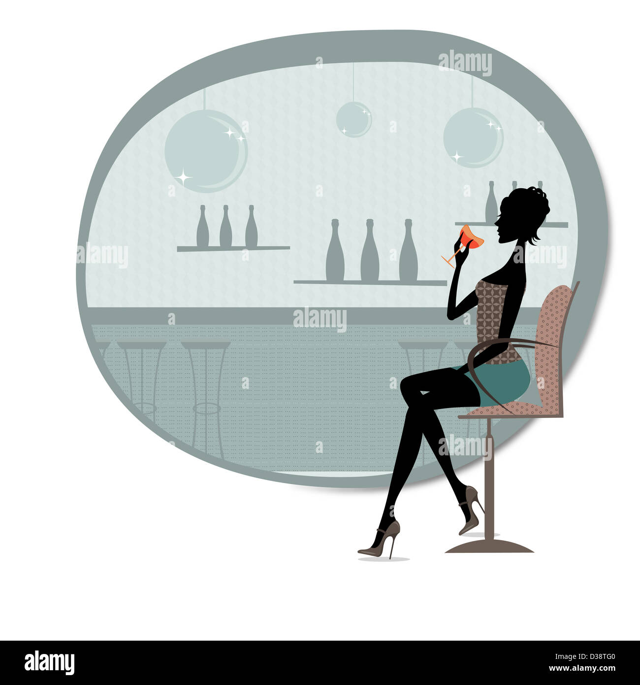 Woman drinking cocktail in a bar Stock Photo - Alamy