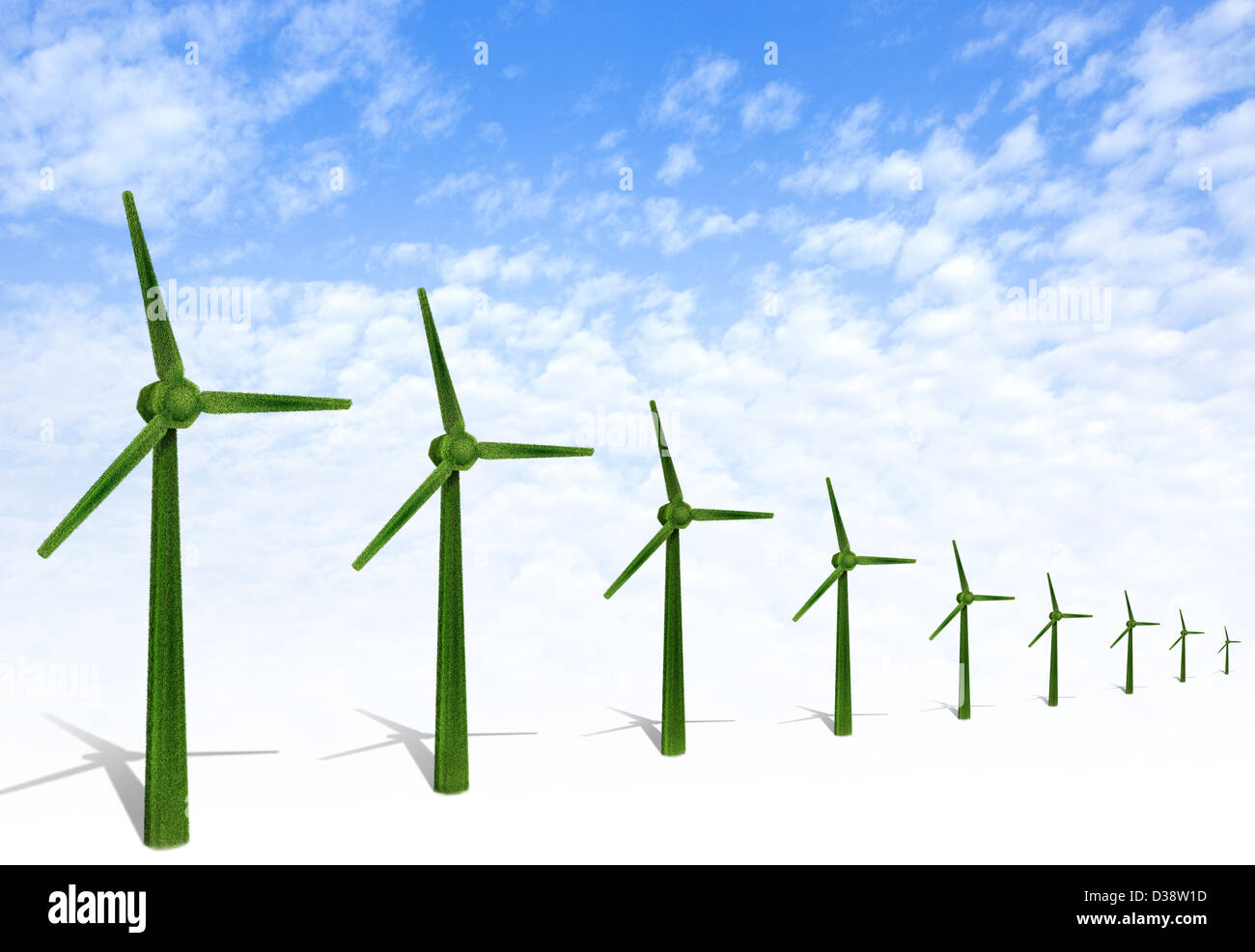Grass rendering wind turbines Stock Photo - Alamy
