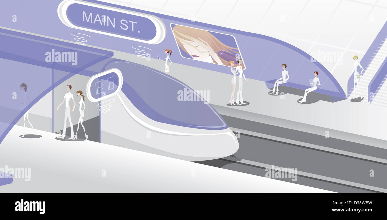 People at a metro station Stock Photo - Alamy