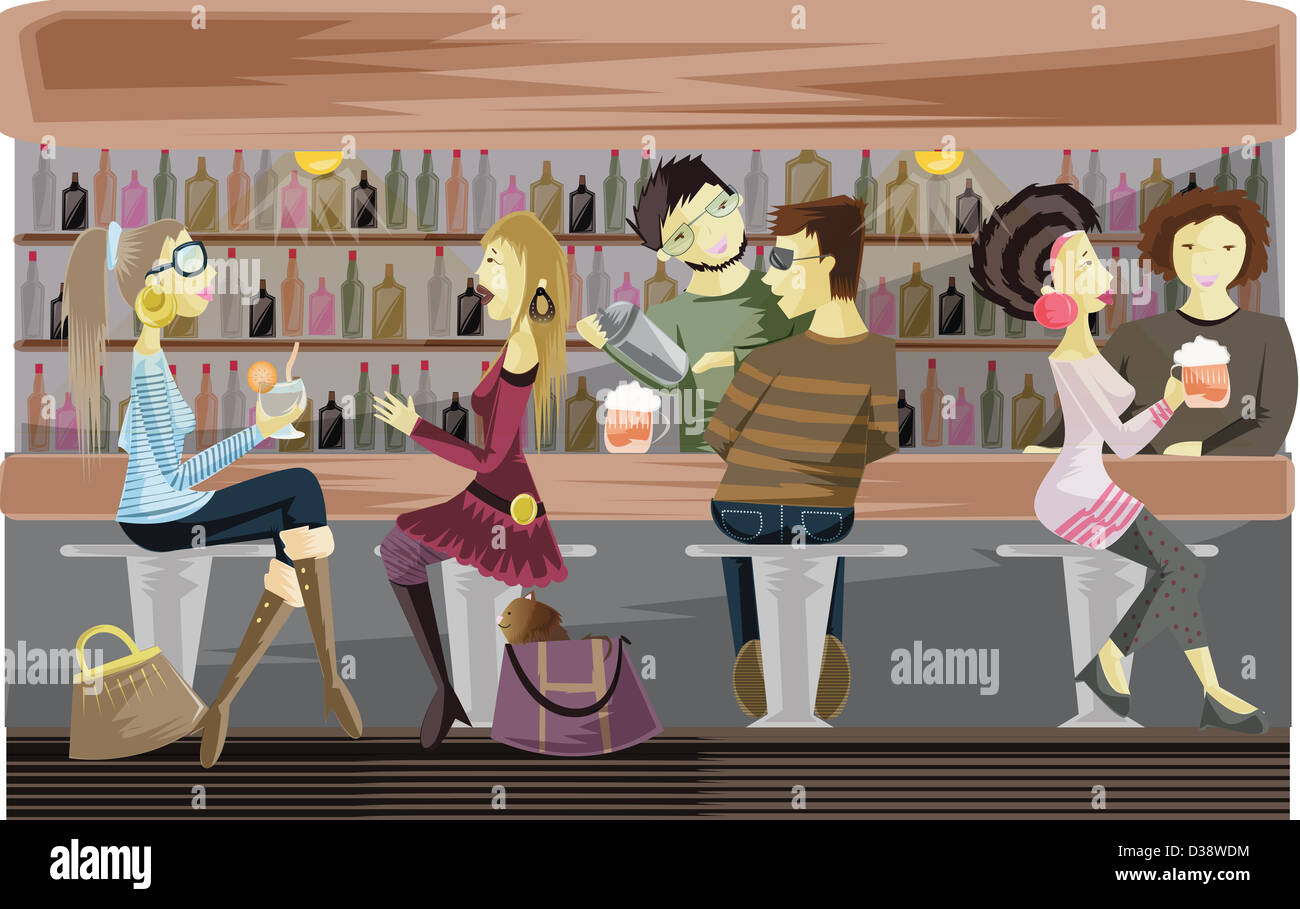 People at a bar counter Stock Photo - Alamy