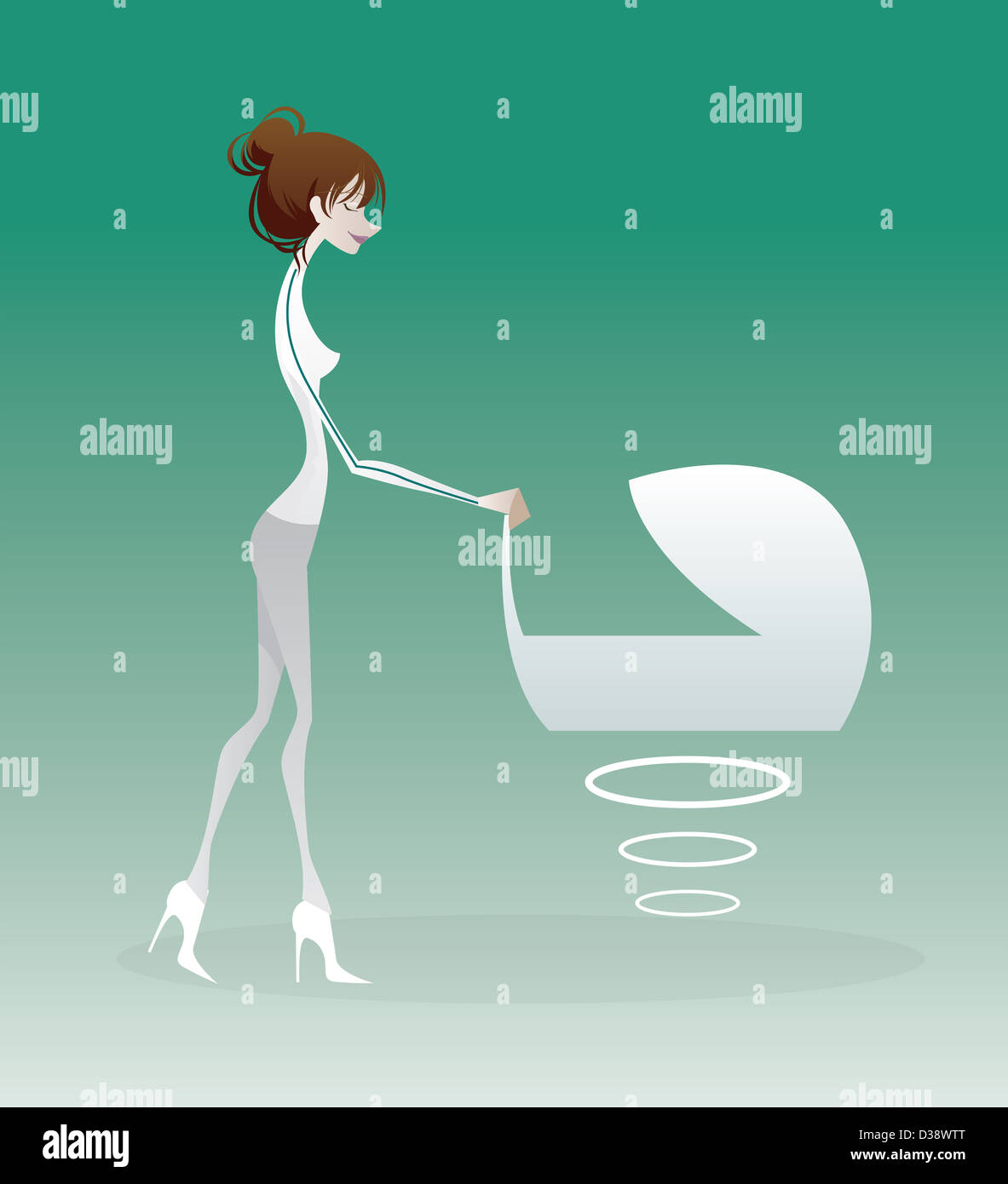 Woman pushing a baby walker Stock Photo - Alamy