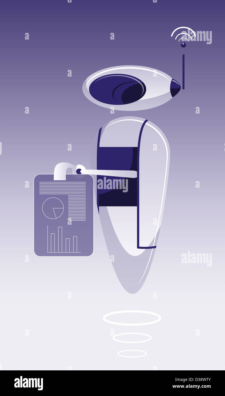 Robot holding a report Stock Photo - Alamy
